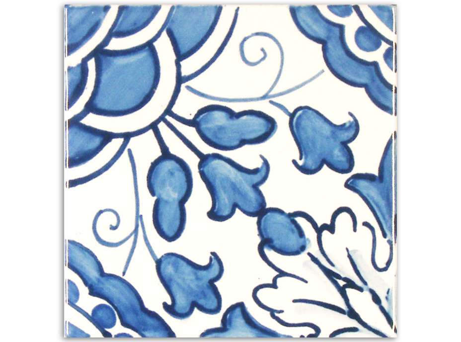 Portuguese tile, design "Goa light blue", hand-painted, 14x14 cm ...
